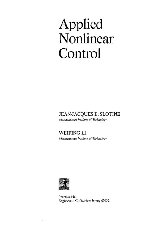 Slotine And Li Applied Nonlinear Control Bad Quality Pdf