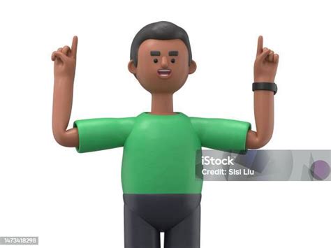 웃고 있는 잘생긴 아프리카 남자 데이비드의 3d 그림으로 손가락이 손 제스처를 가리키고 3d 흰색 배경에 렌더링됩니다 1에 대한 스톡 사진 및 기타 이미지 Istock