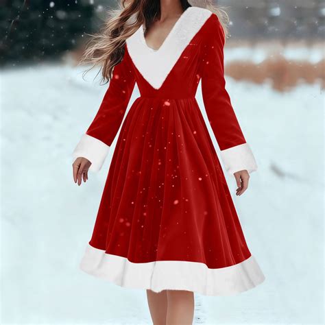 Bltiby Velvet Christmas Midi Dress For Women Long Sleeve Cocktail Party