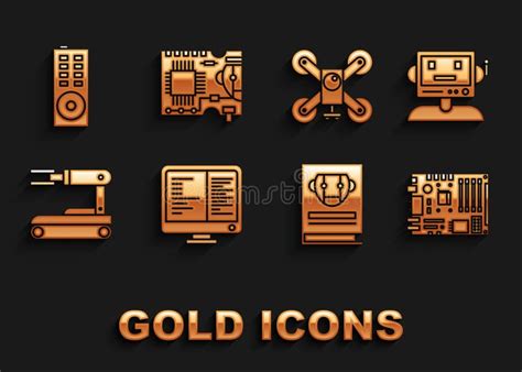 Set Computer Monitor Screen Robot Electronic Computer Components