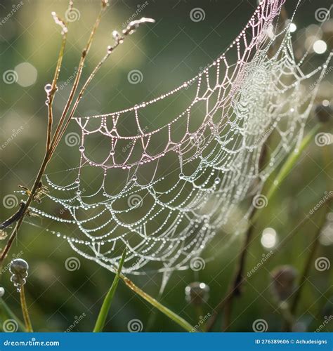 A Macro Shot Of A Dew Covered Spiderweb Stock Illustration