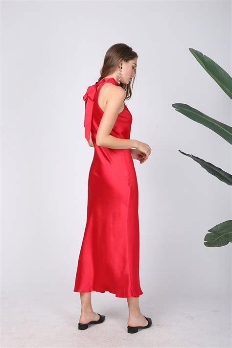 Seide Satin Kleid Hot Pink Kleid Brautjungfer Kleid Seide Slip Kleid Stretch Seide Kleid