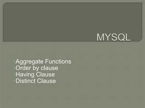 Mysql Order By Clause Pptx