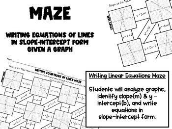 Writing Linear Equations From Graph Maze By MC Math In The Middle