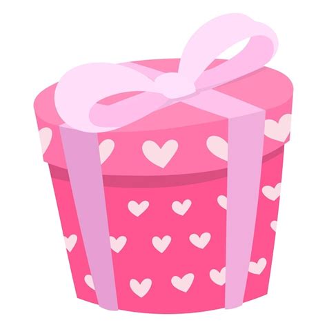 Rosa Geschenkbox Mit Herzen Und Schleife Premium Vektor