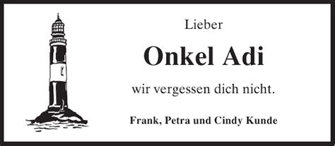 Onkel Adi Gedenken Cuxhavener Nachrichten