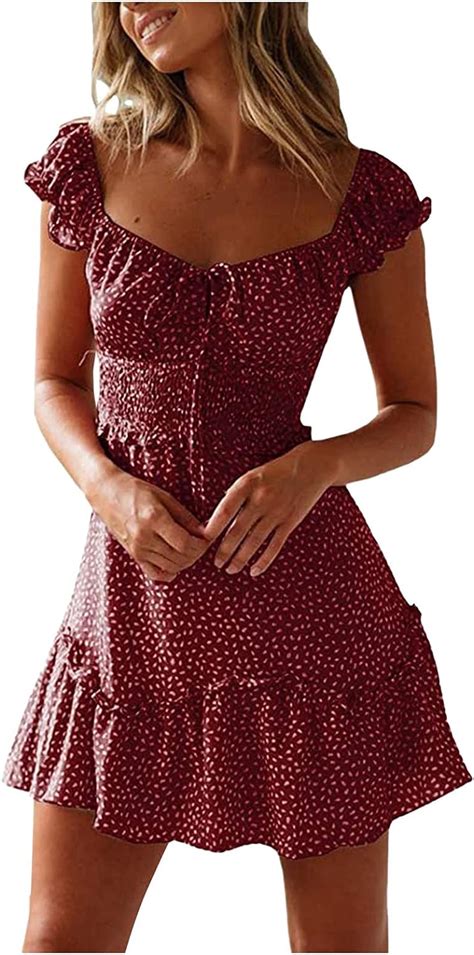 Mini Robe Imprimée Floral Encolure Forme Cœur Femme Été Sexy Chic