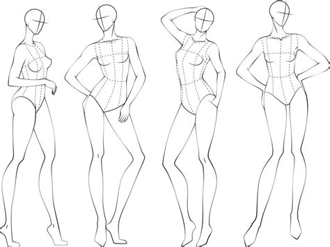 Fashion Figure Ten Heads Design Template Croquis Wearing Bodice Fashion