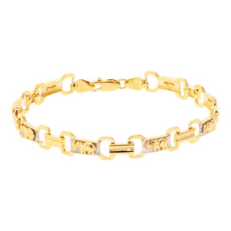 14k Gold Two Tone 7mm Elephant Link Bracelet 7 Inches