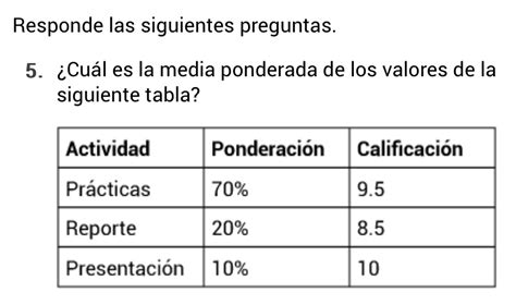Solved Responde las siguientes preguntas 5 Cuál es la media