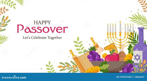 Passover Banner Pesach Template For Your Design With Matzah And Spring