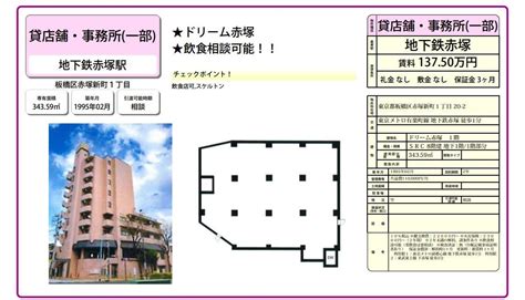 板橋区赤塚新町1 20 2地下鉄赤塚駅ドリーム赤塚部屋番号：1階の賃貸事務所・貸事務所・貸店舗の詳細｜テナントbiz 57784
