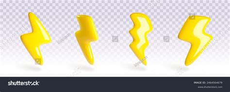 Lightning Bolt Different Shape On Transparent Stock Vector Royalty