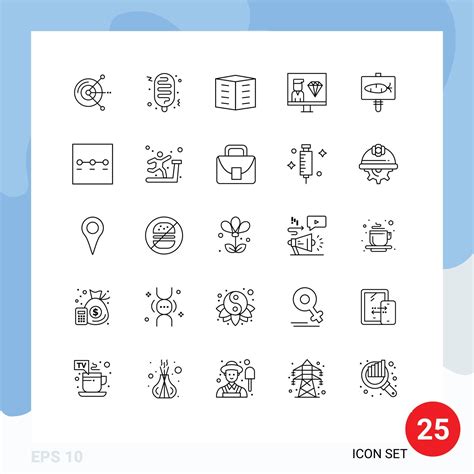 Mobile Interface Line Set Of 25 Pictograms Of Board Programmer Building Development Coding