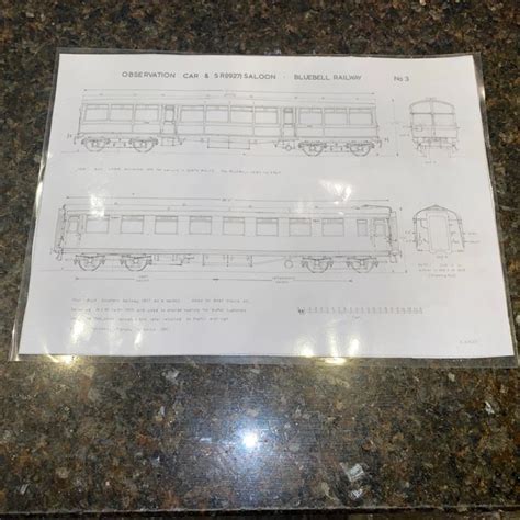 Vintage Train Railway Blueprint Schematic Bluebell Railway £1078