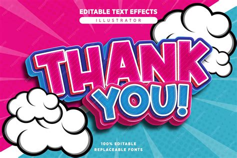 Gracias Efecto De Texto Editable En Estilo Cómic Vector Premium