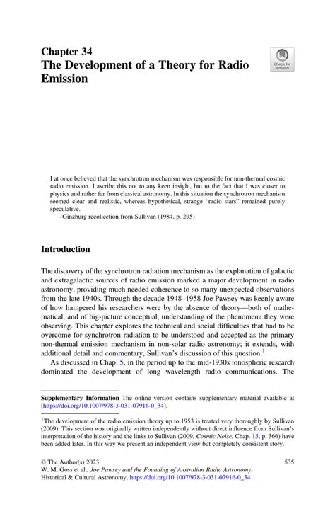 Pdf The Development Of A Theory For Radio Emission