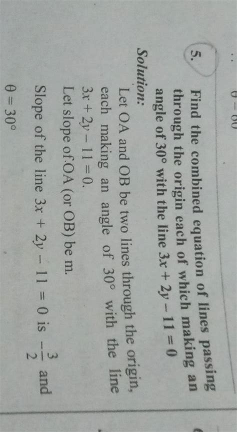 5 Find The Combined Equation Of Lines Passing Through The Origin Each Of