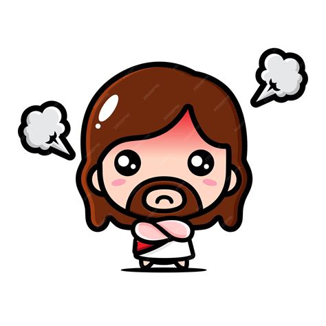 Premium Vector Cute Jesus With Angry Expression