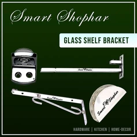 Silver Polished Stainless Steel Glass Shelf Brackets Size Multiple