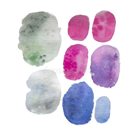 Watercolour Simple Abstract Blobs Clip Art Different Spots Hand Drawn Objects Isolated