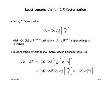 residuals of least square via full qr factorisation mathematics stack