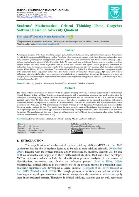 Pdf Students Mathematical Critical Thinking Using Geogebra Software