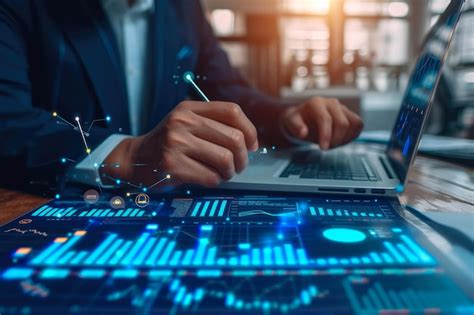 Professional Analyzing Data Trends On Digital Chart Premium Ai Generated Image