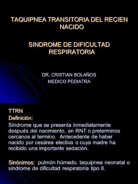 Taquipnea Transitoria Del Recien Nacido Pdf Pdf