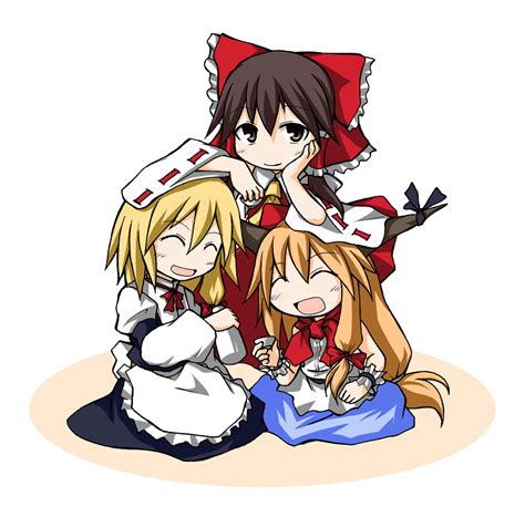 Hakurei Reimu Kirisame Marisa And Ibuki Suika Touhou Drawn By
