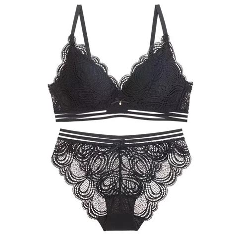 Women Sexy Bra Set Floral Embroidery Adjusted Push Up Bra Set Thick
