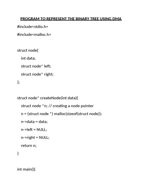 program to represent the binary tree using dma pdf teaching methods