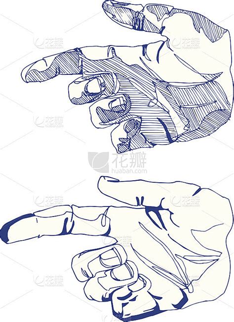 矢量插图的草图手指向