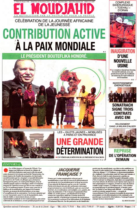 Revue De Presse Les Unes De Vos Journaux Du Dimanche 25 Novembre — Tsa