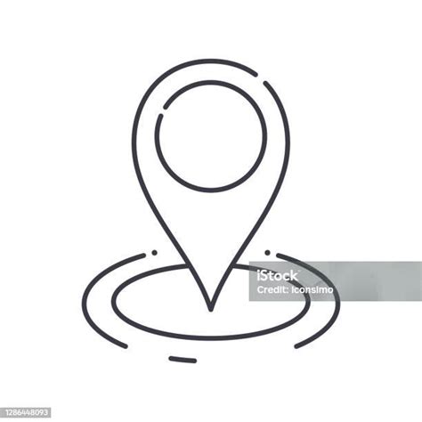 위치 및 방향 아이콘 선형 격리 된 그림 얇은 선 벡터 웹 디자인 기호 흰색 배경에 편집 가능한 스트로크와 개요 개념 기호 가리키기에 대한 스톡 벡터 아트 및 기타 이미지
