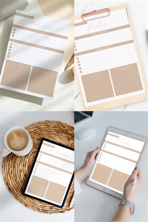 Printable Daily Planner Checklist Minimalist Neutral Planner Digital