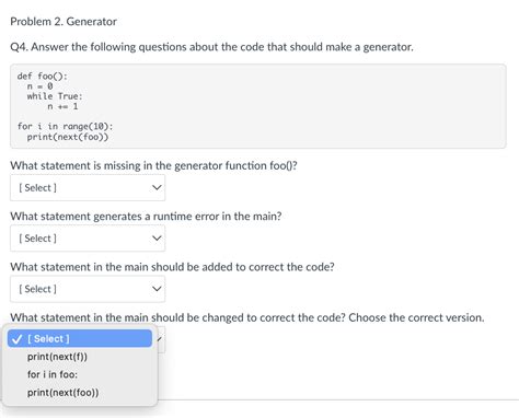 solved problem 2 generator q4 answer the following