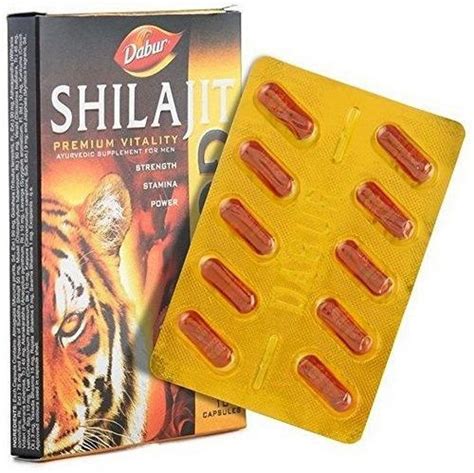 Shilajit Gold Dabur (Шиладжит Голд), мумиё с золотом и шафраном, 10 кап ...