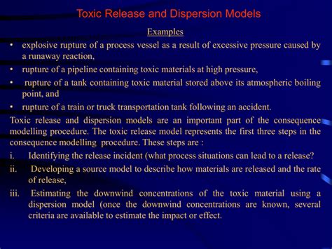 Toxic Release Dispersion Models