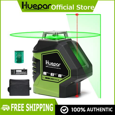 Huepar Green Beam Laser Level With 2 Plumb Dots Self Leveling 360 3d