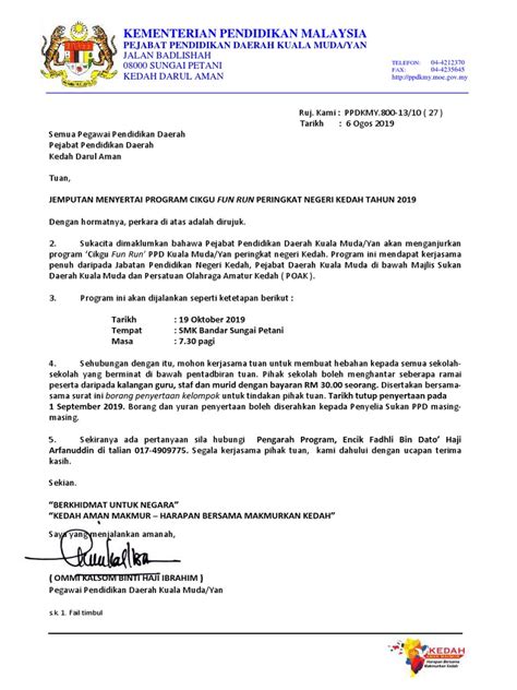 Surat Jemputan Fun Run Ppd 2 Pdf