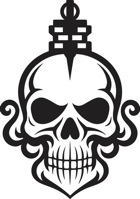 Críptico Cráneo Ilustración Inquietante Vector Logo Ennegrecido Cráneo