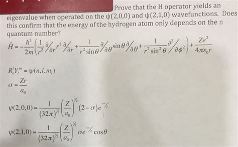 solved prove that the h operator yields an eigenvalue when