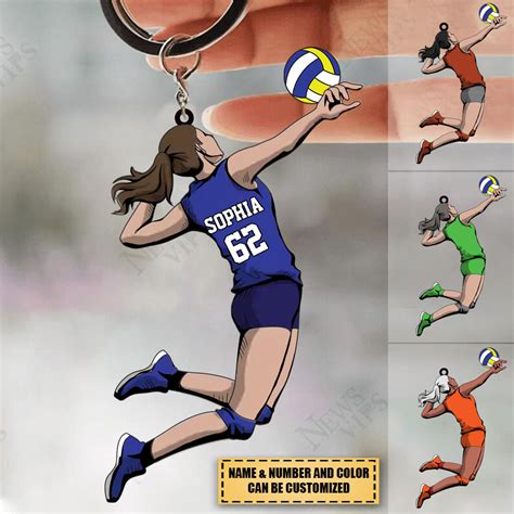 Personalized Volleyball Player Attack Ball Keychain For Volleyball Gir