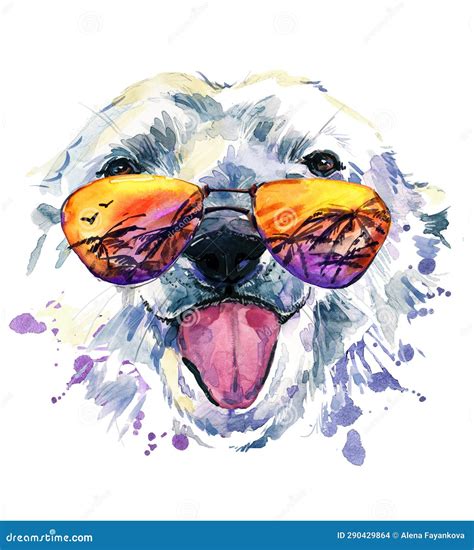 Funny Watercolor Polr Bear Illustration White Bear Isolated On White Stock Illustration