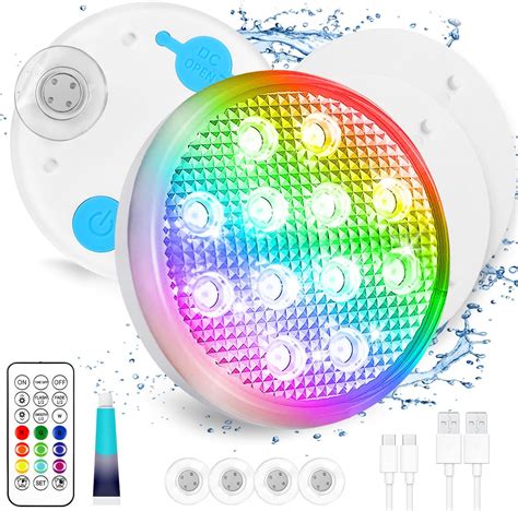 Idealife Lumière Led Rechargeable Usb Led Submersible Avec Telecommande