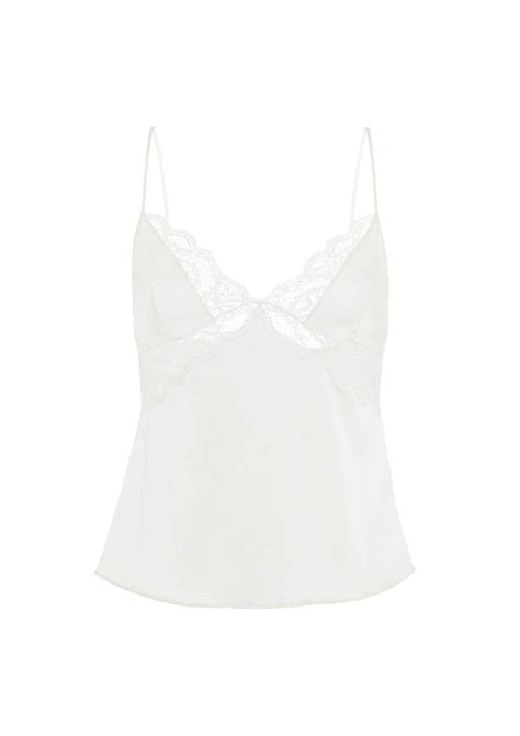 White Rita Silk Camisole With Lace Luxury Camisoles Collection