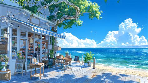 夏天海边小店风景桌面壁纸1920x1080高清大图彼岸桌面