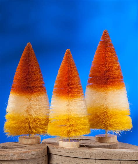 Happy Halloween Bottle Brush Trees Bethany Lowe Candy Corn Tree