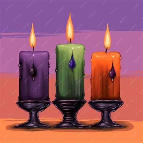 Premium Photo Three Candles With A Tear On Them Are Sitting In A Row